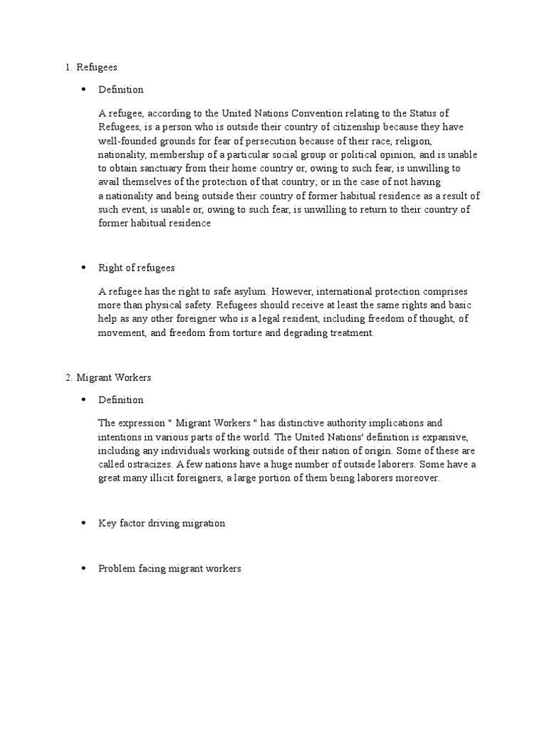 Refugee United Nations Convention Relating To The Status of Refugees ...