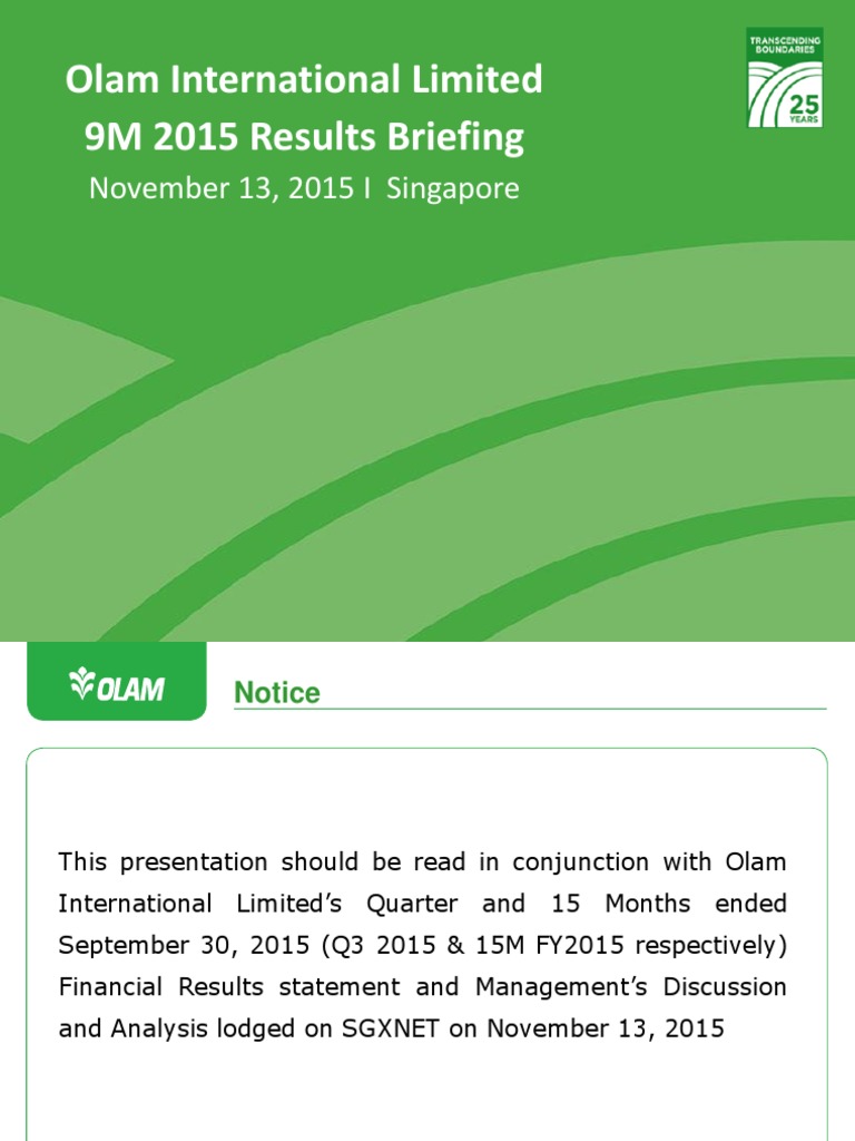 Olam International Limited Provides Insights into Business Performance ...