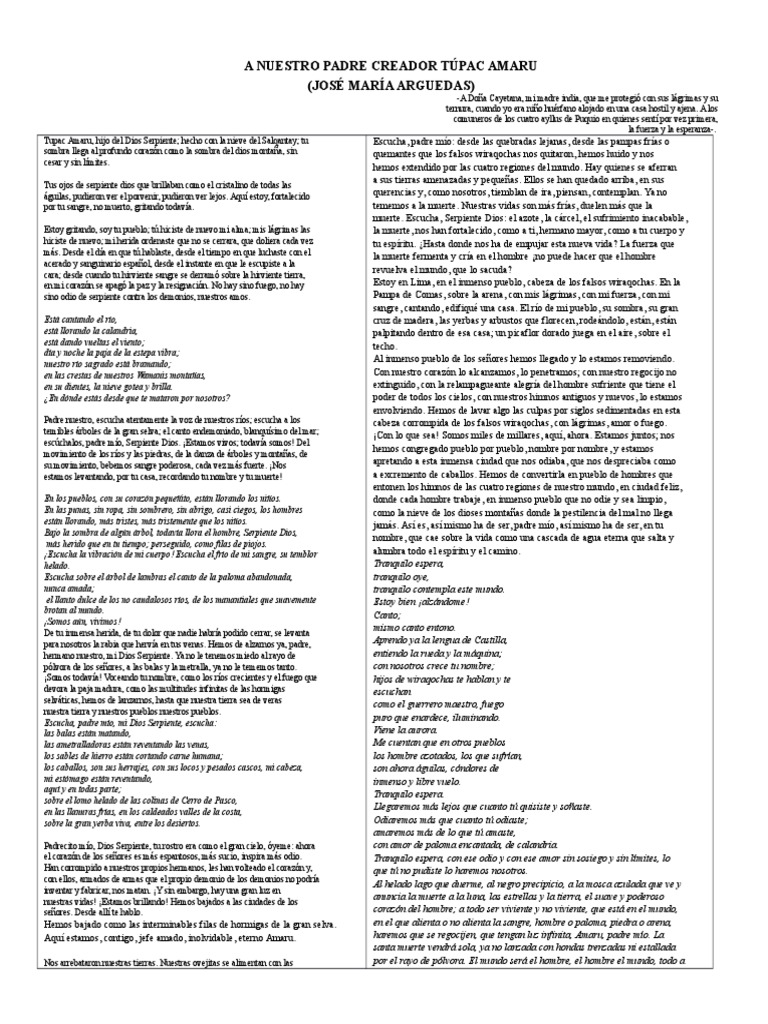 A Nuestro Padre Creador Túpac Amaru Jma | PDF | Amor | Religión y creencia