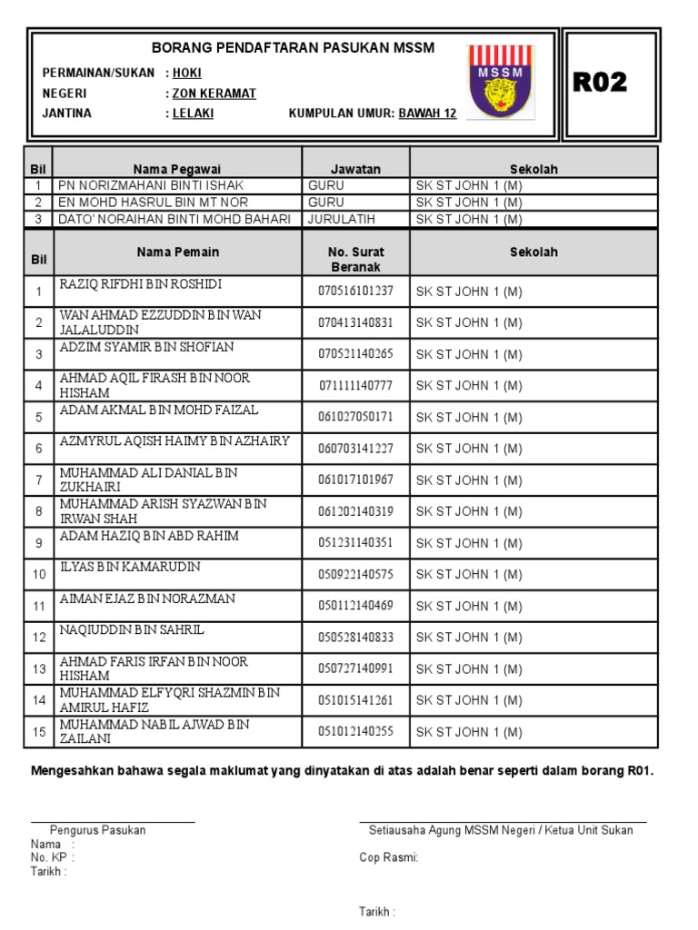 Borang Pendaftaran R02 Terkini | PDF | Politik | Olahraga & Rekreasi