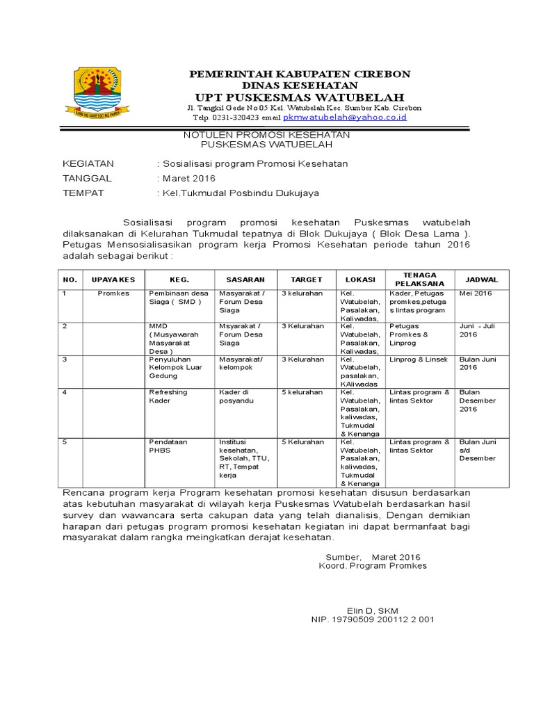 Contoh Sosialisasi Program | PDF