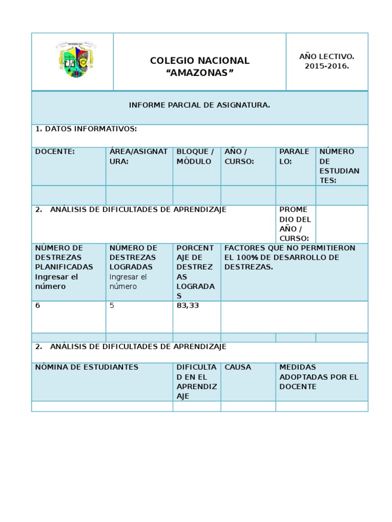 Informe Parcial de Asignatura | PDF | Maestros | Aprendizaje
