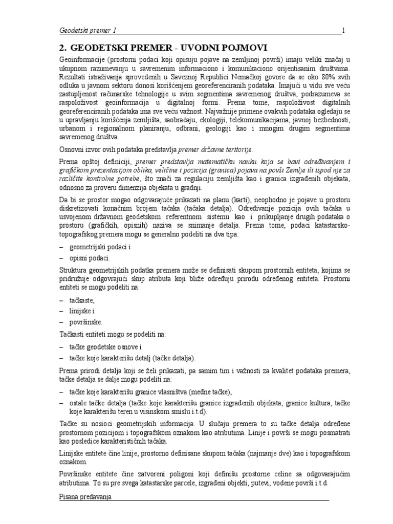 Geodetski Premer-Uvodni Pojmovi 09-10 | PDF