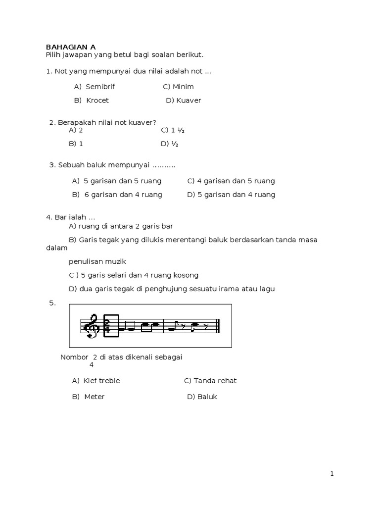 Soalan Muzik Tahun 4 | PDF