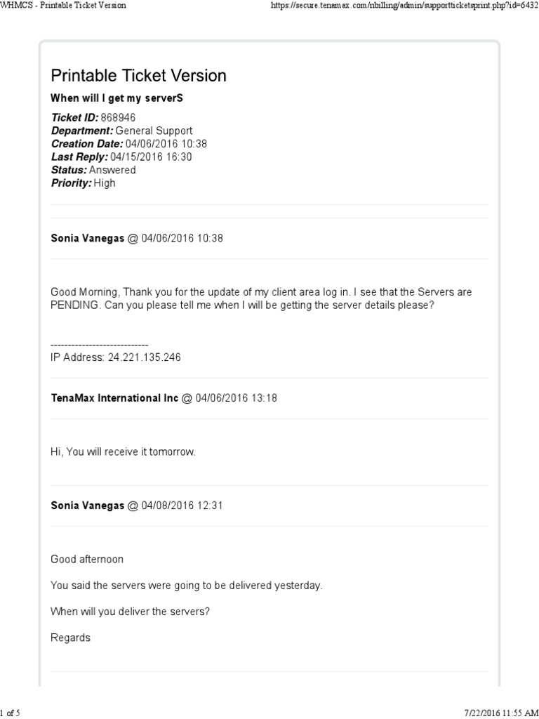 WHMCS - Printable Ticket Version | PDF | Denial Of Service Attack | Email