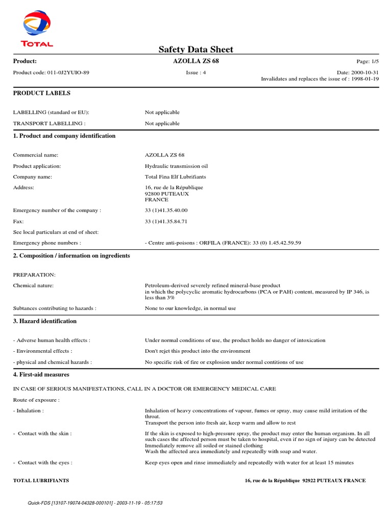 Azola ZS 68 PDF | PDF | Combustion | Water