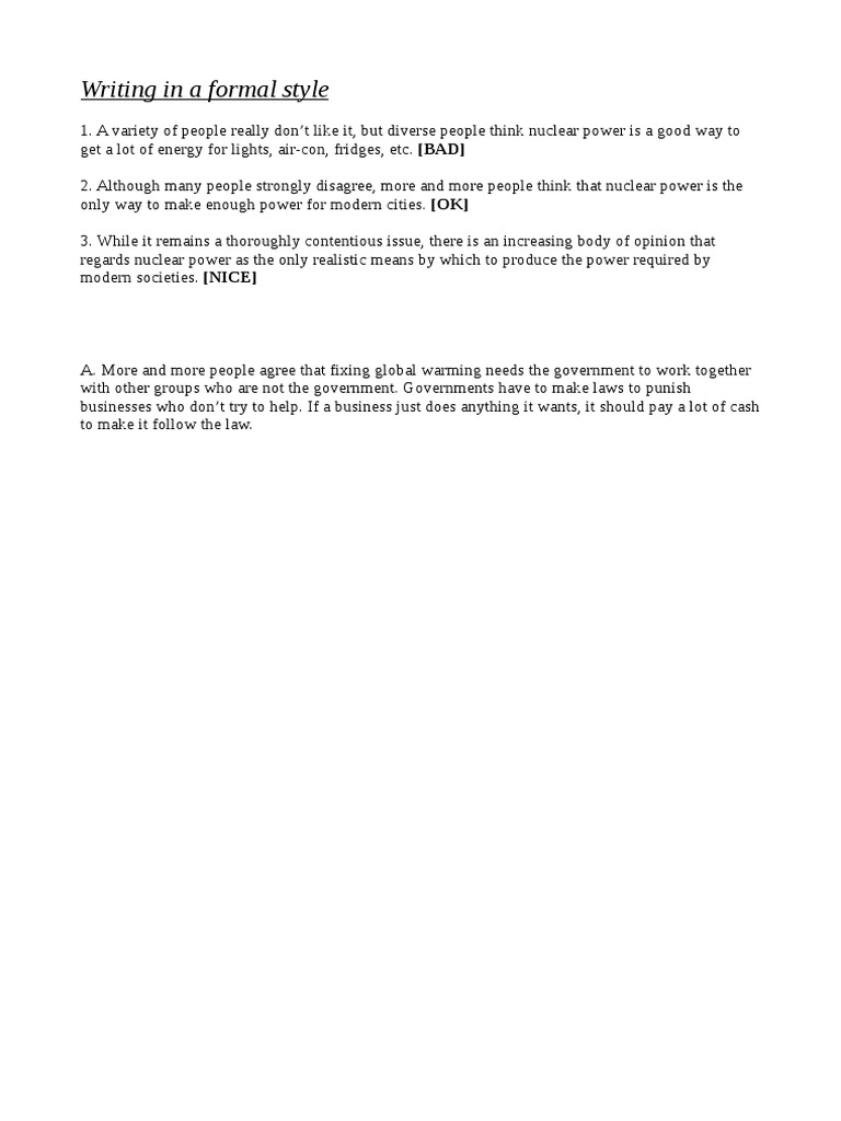 Writing in A Formal Style | PDF