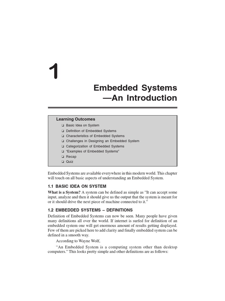 Embedded Systems - An Introduction: Learning Outcomes | PDF | Embedded System | Real Time Computing