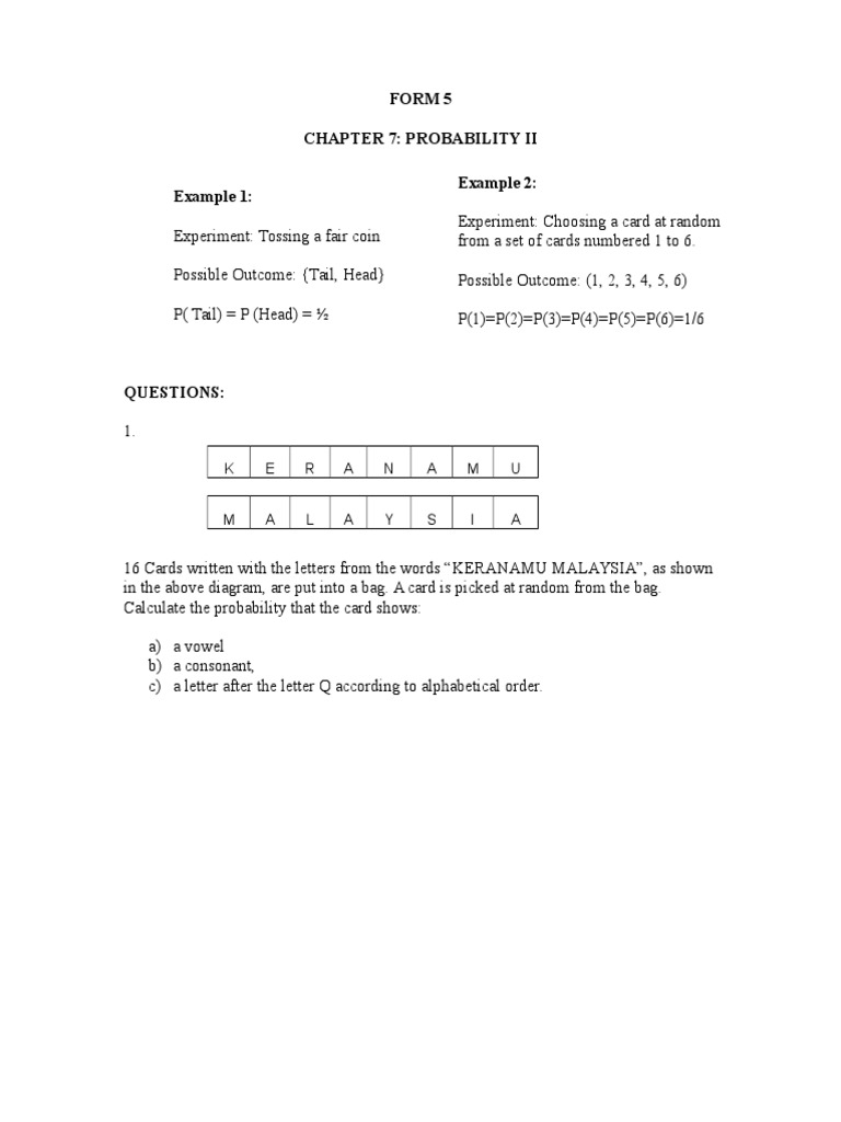 Form 5 Probability | PDF | Sphere | Probability