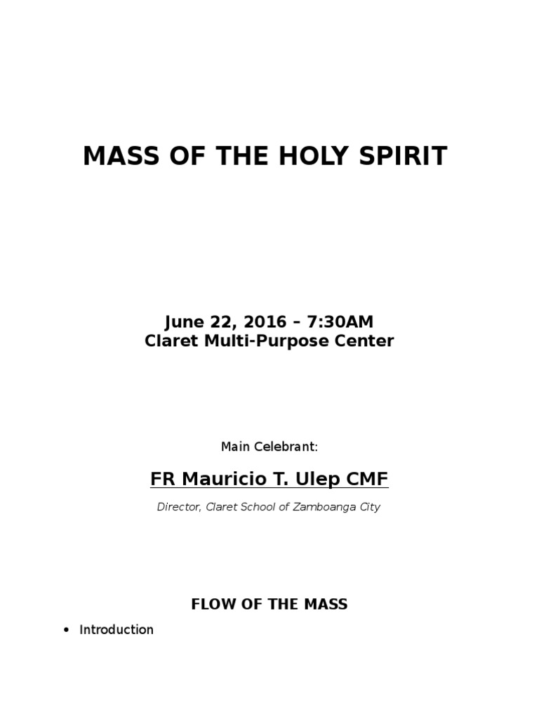 HSM Script | PDF | Mass (Liturgy) | Eucharist