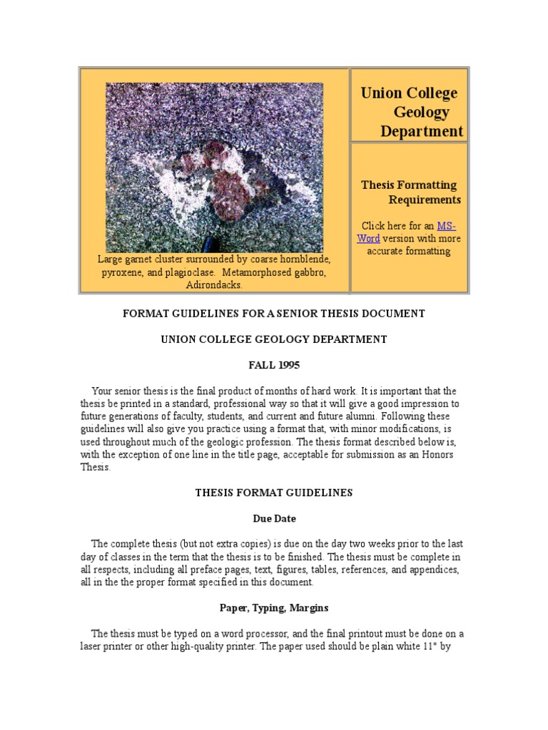 Formatting Requirements for Senior Theses: A Comprehensive Guide to the ...