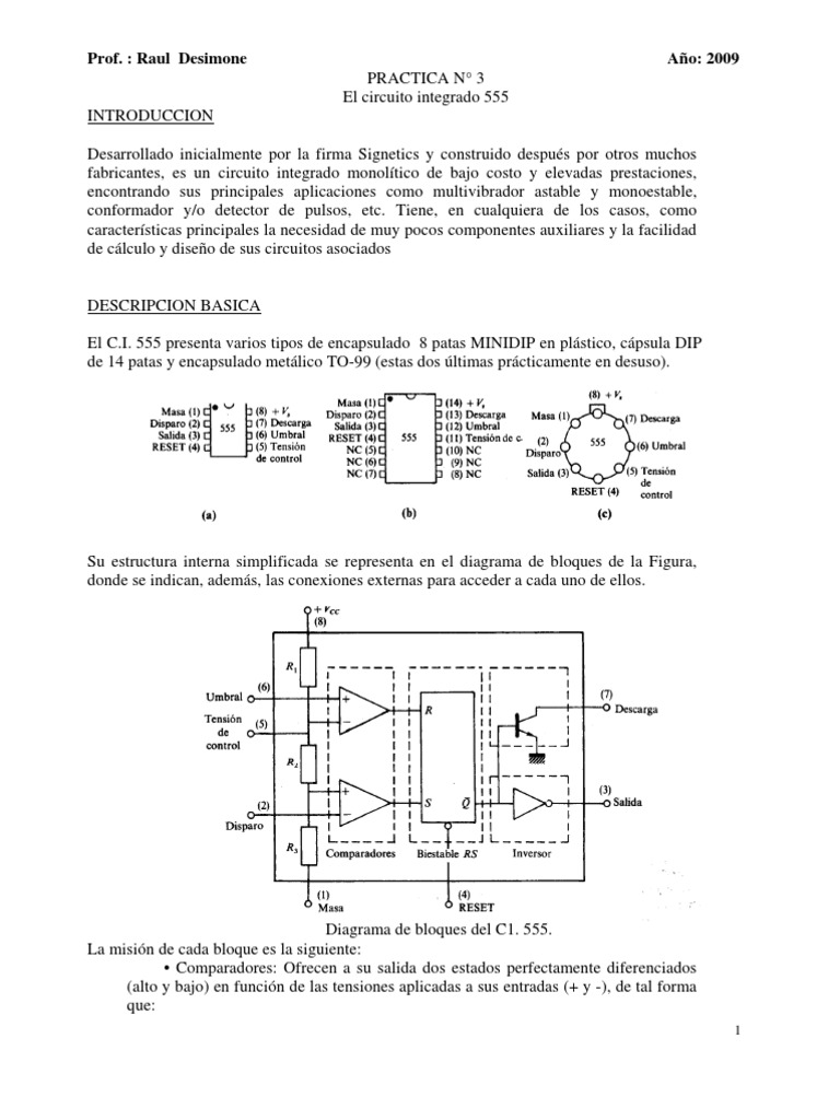 Circuito Integrado 555: Funcionamiento y Aplicaciones | PDF | Transistor | Circuito integrado
