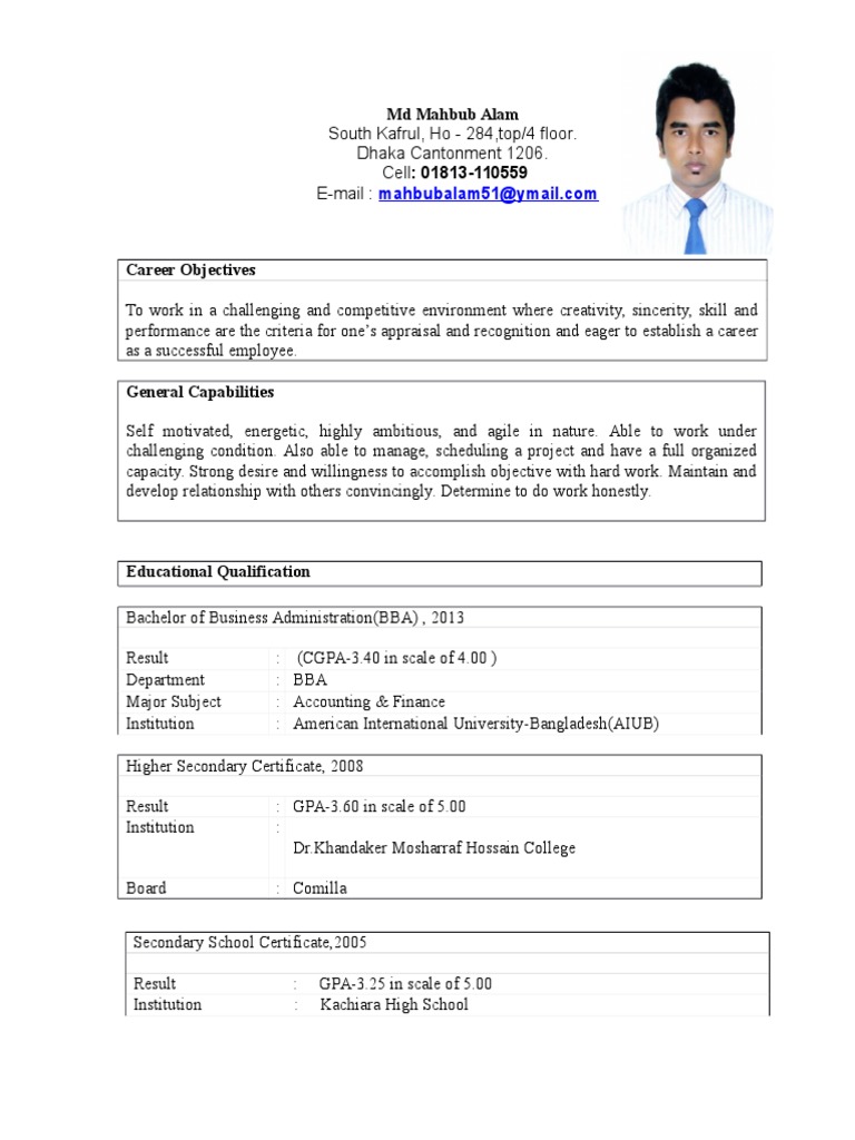 Mahbub Cv 2 Download Free Pdf Business