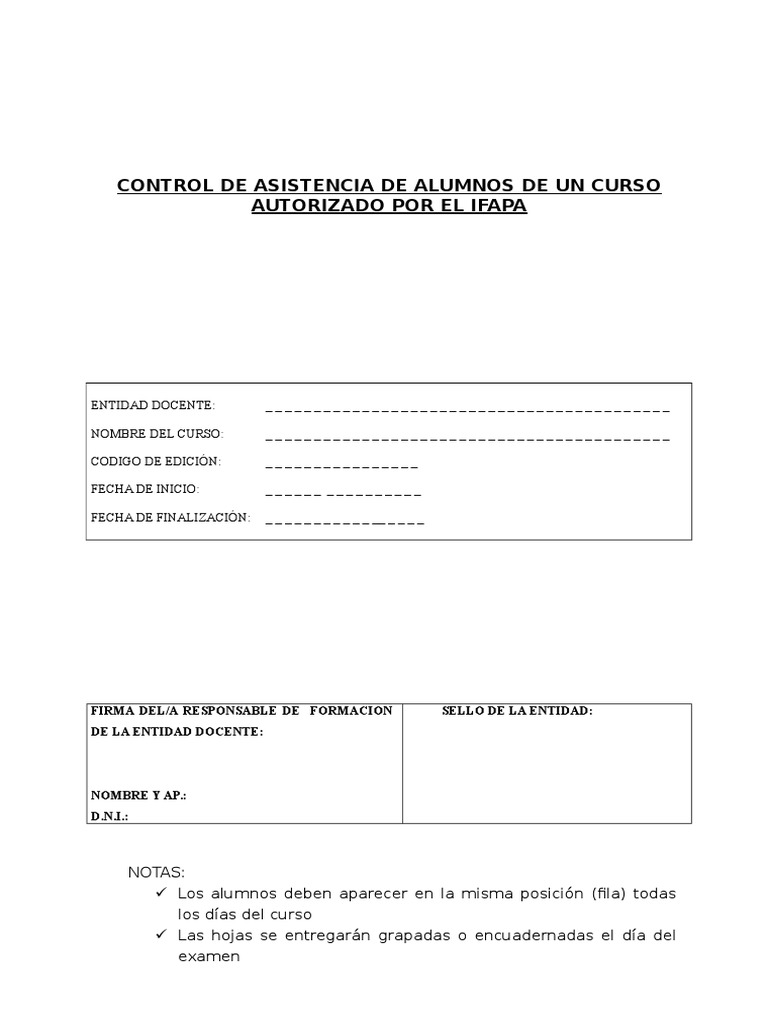 Hoja Firmas Curso | PDF