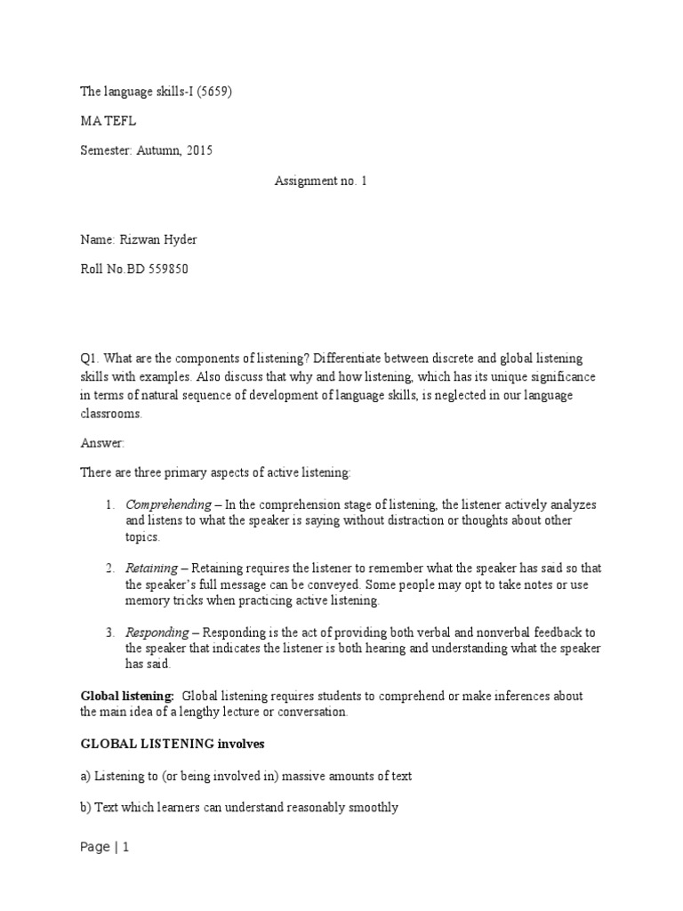 The Language Skills 1 TEFL AIOU | PDF | Speed Reading | Reading ...