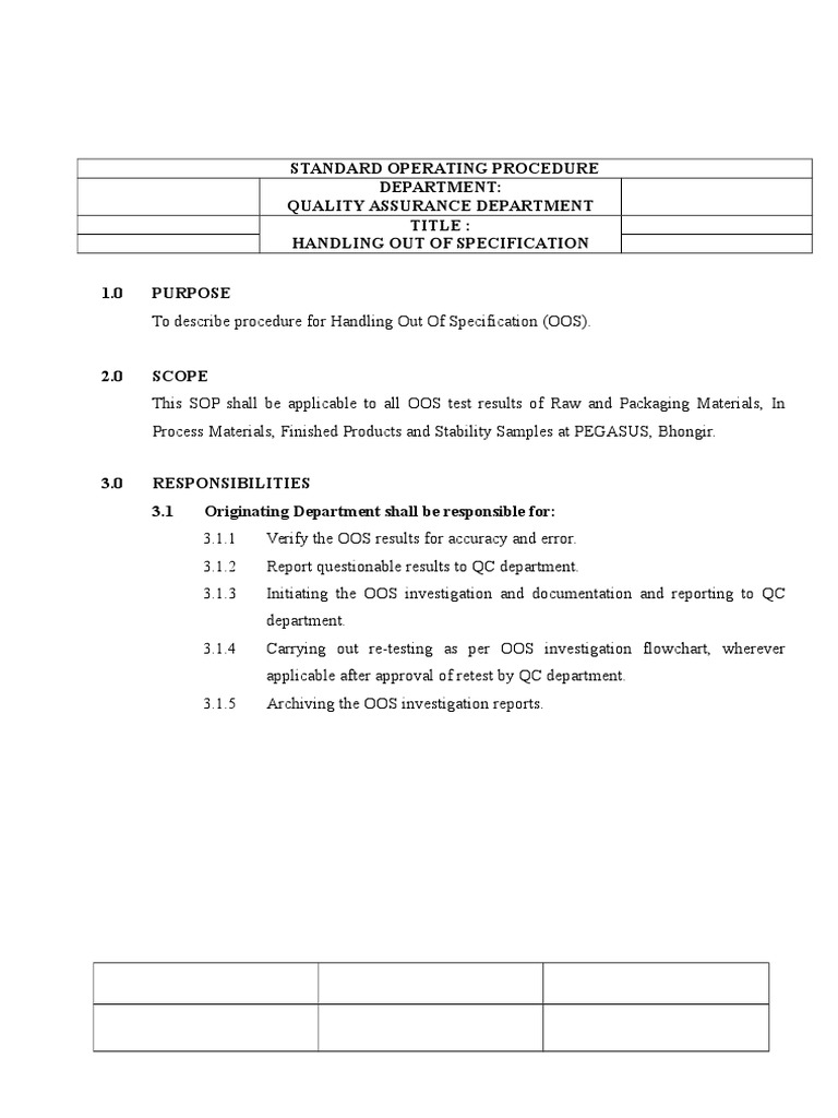 Oos Out of Specification | PDF | Quality Assurance | Specification ...