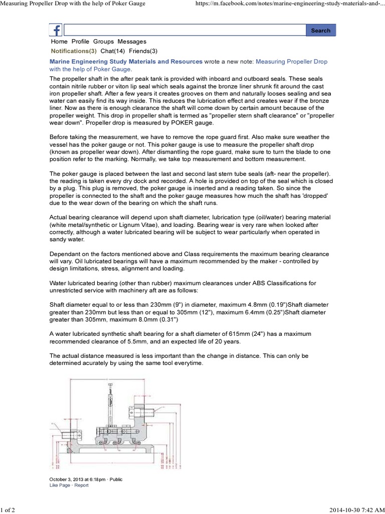 Measuring Propeller Drop With The Help of Poker Gauge | PDF | Bearing ...