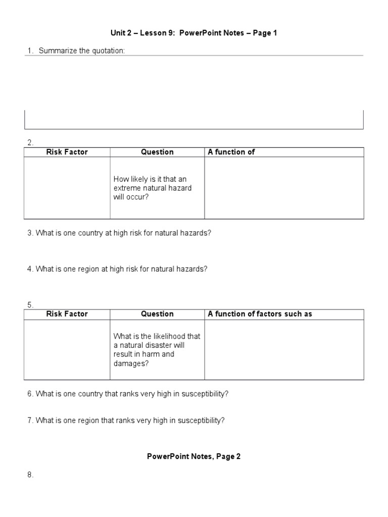 Unit 2 - Lesson 9: Powerpoint Notes - Page 1 | PDF