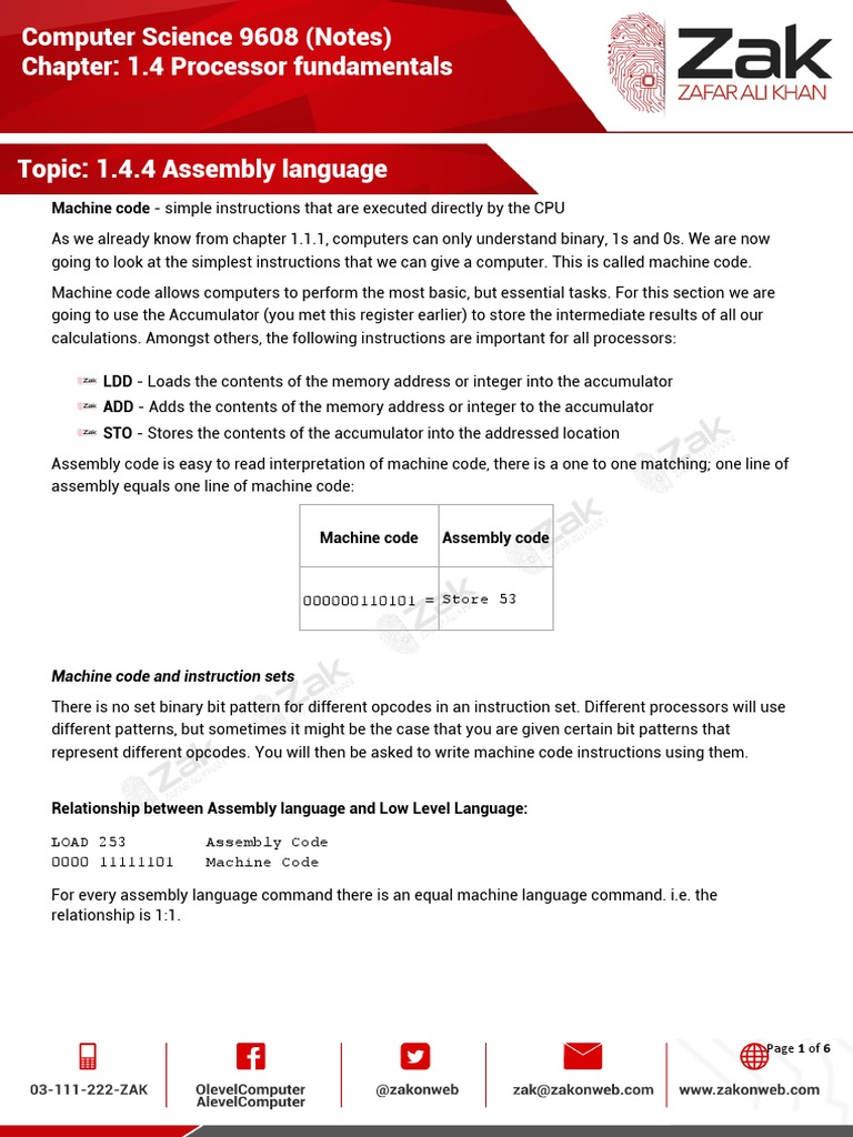 1.4.4 Assembly Language | PDF | Assembly Language | Instruction Set