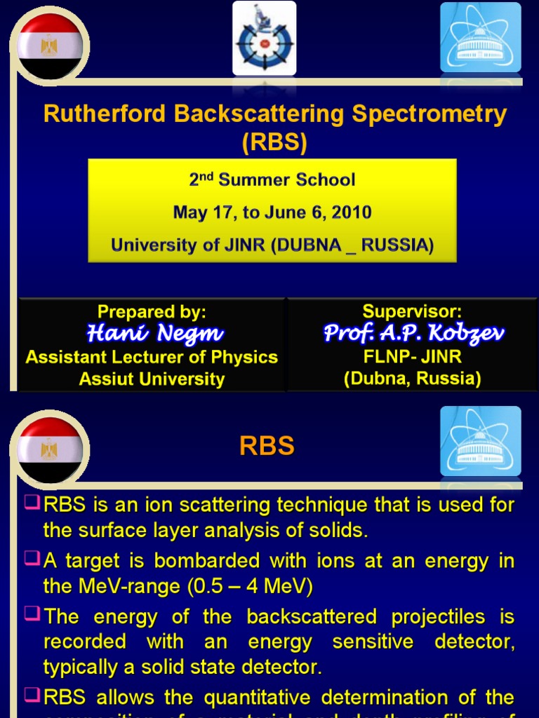 Rutherford Backscattering Spectrometry (RBS) | PDF
