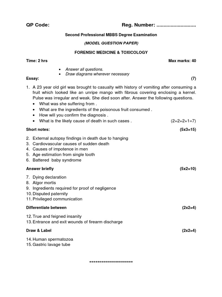 2 ND Year Mbbs Sample Question Papers Micro Patho | PDF | Metastasis ...