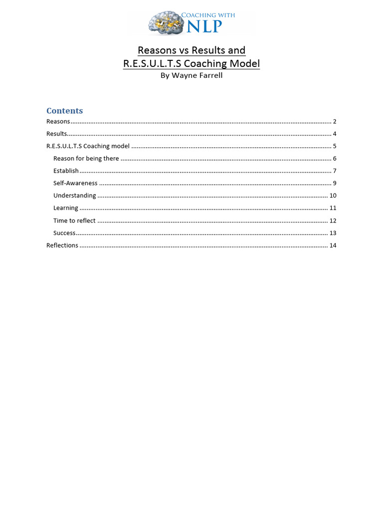 Reason Vs Results Ebook | PDF | Hypnotherapy | Neuro Linguistic Programming