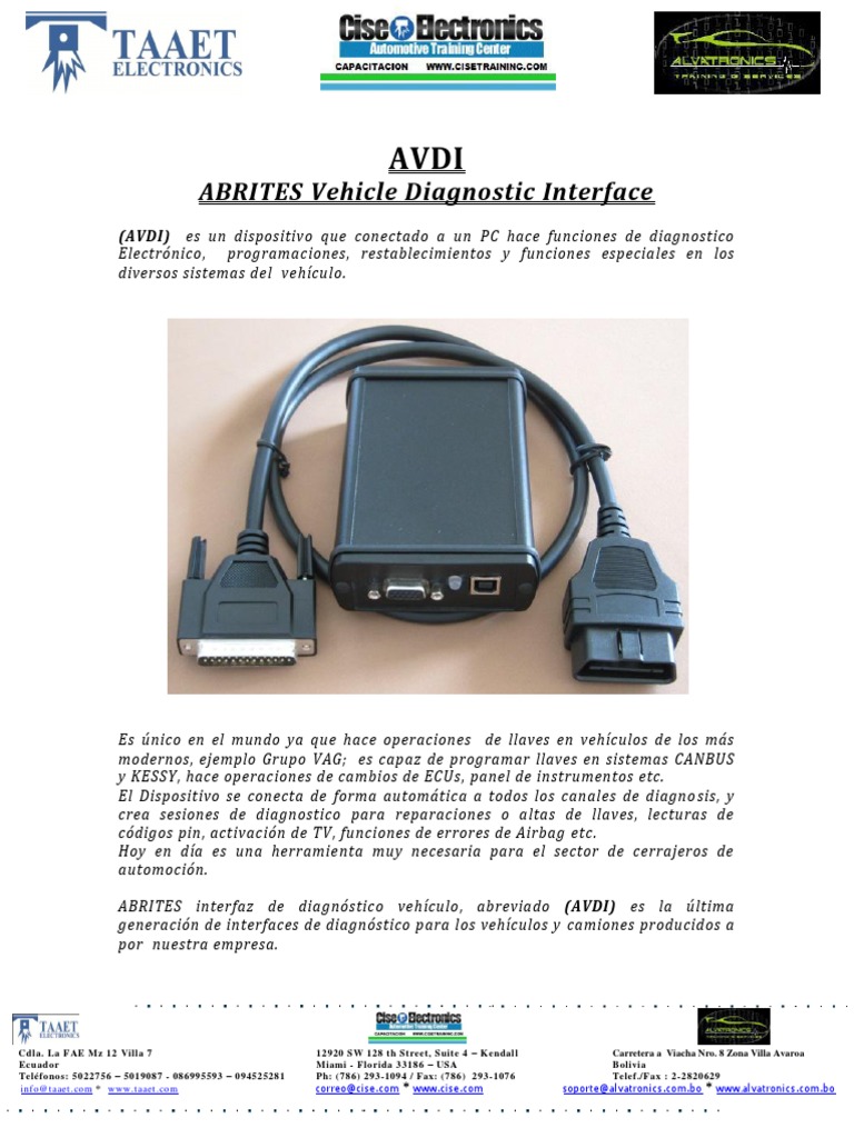 AVDI Caracteristicas Internacional | PDF | USB | Vehículo de motor