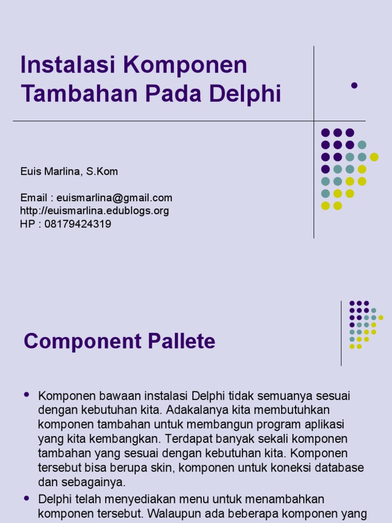 Instalasi Komponen Tambahan Delphi | PDF