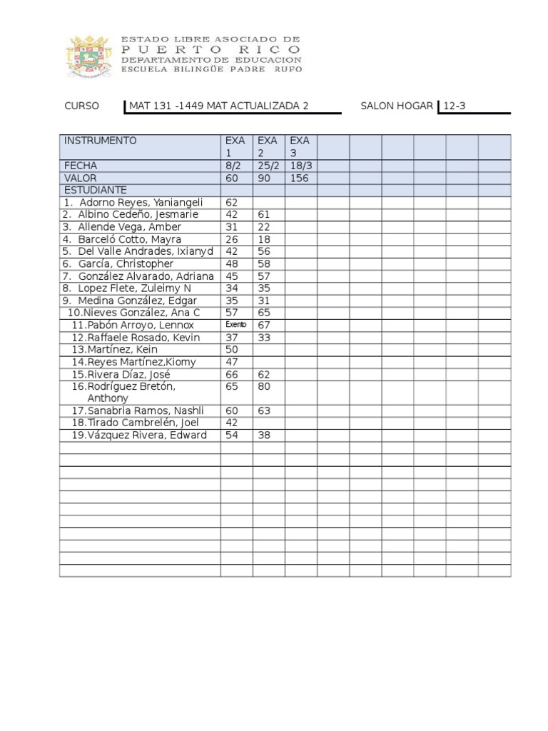 PR2016 Roll Book Notas | PDF | Hogar, jardinería y bricolaje