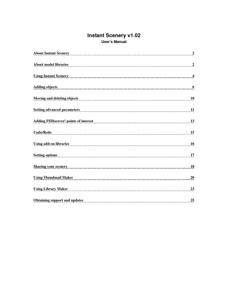 Instant Scenery v1.02 Manual | PDF | Library (Computing) | Computer File