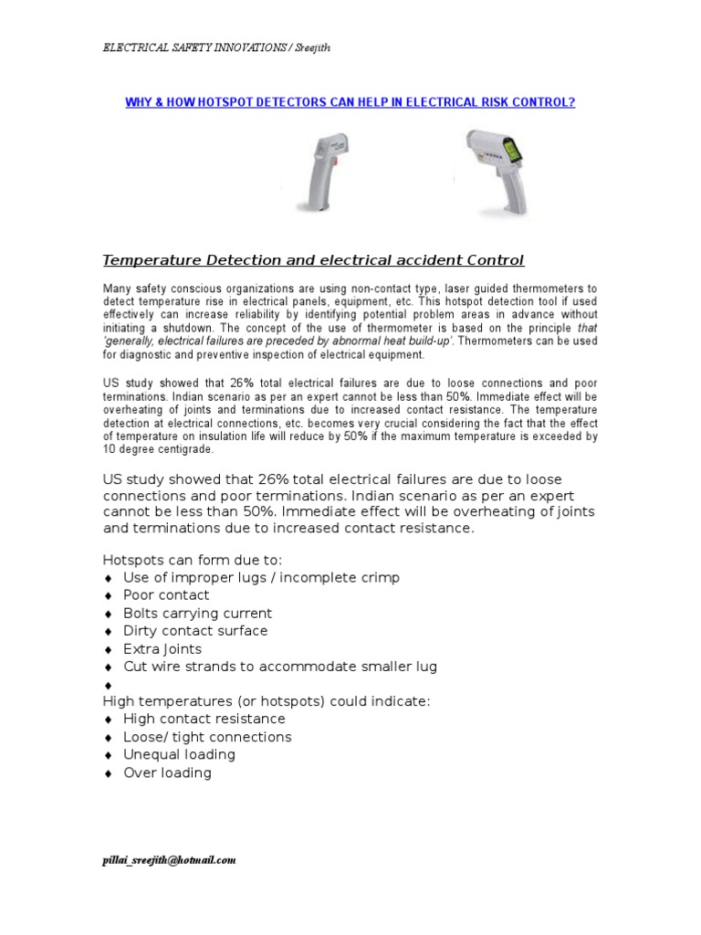 Hotspot Detection for Electrical Safety | PDF | Infrared | Temperature