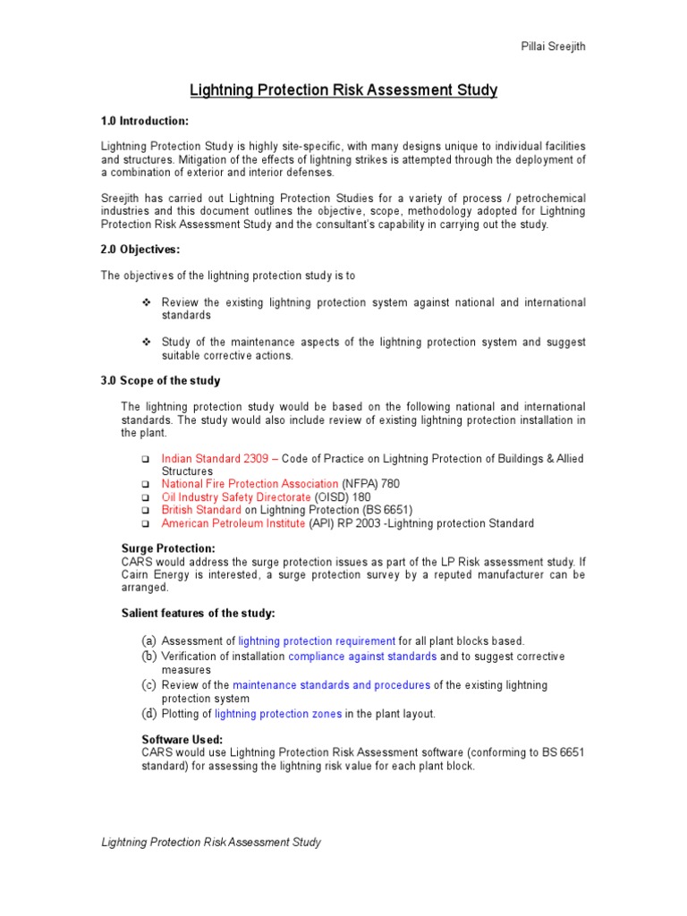 Lightning Protection Risk Assessment Study - Write Up | PDF | Risk ...