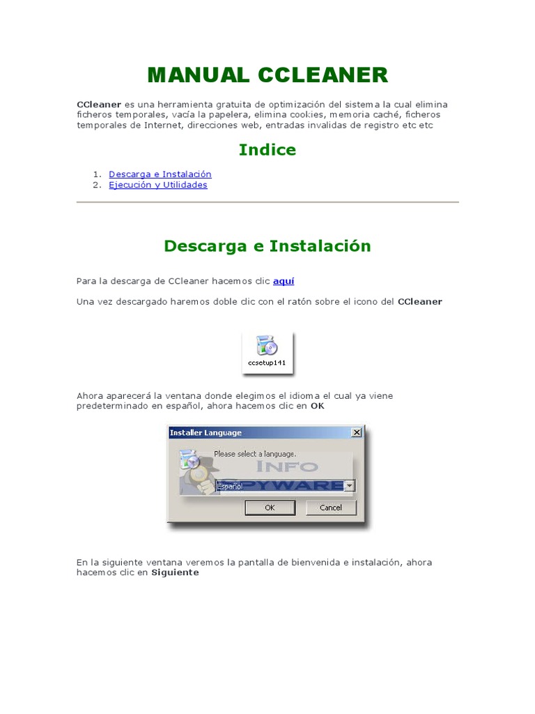 Manual de Uso de CCleaner | PDF | Ventana (informática) | Archivo de ...