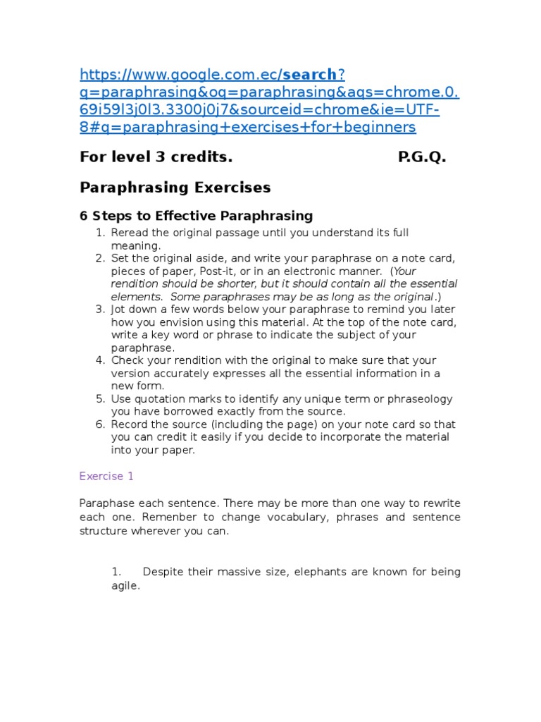 Paraphrasing Exercises with Answers | PDF | Quakers