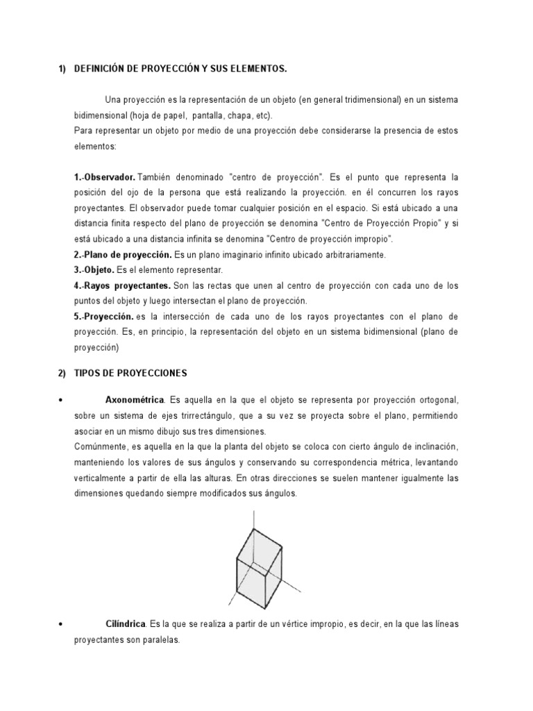 Definición y Elementos de Proyección | PDF | Perspectiva (Gráfica ...