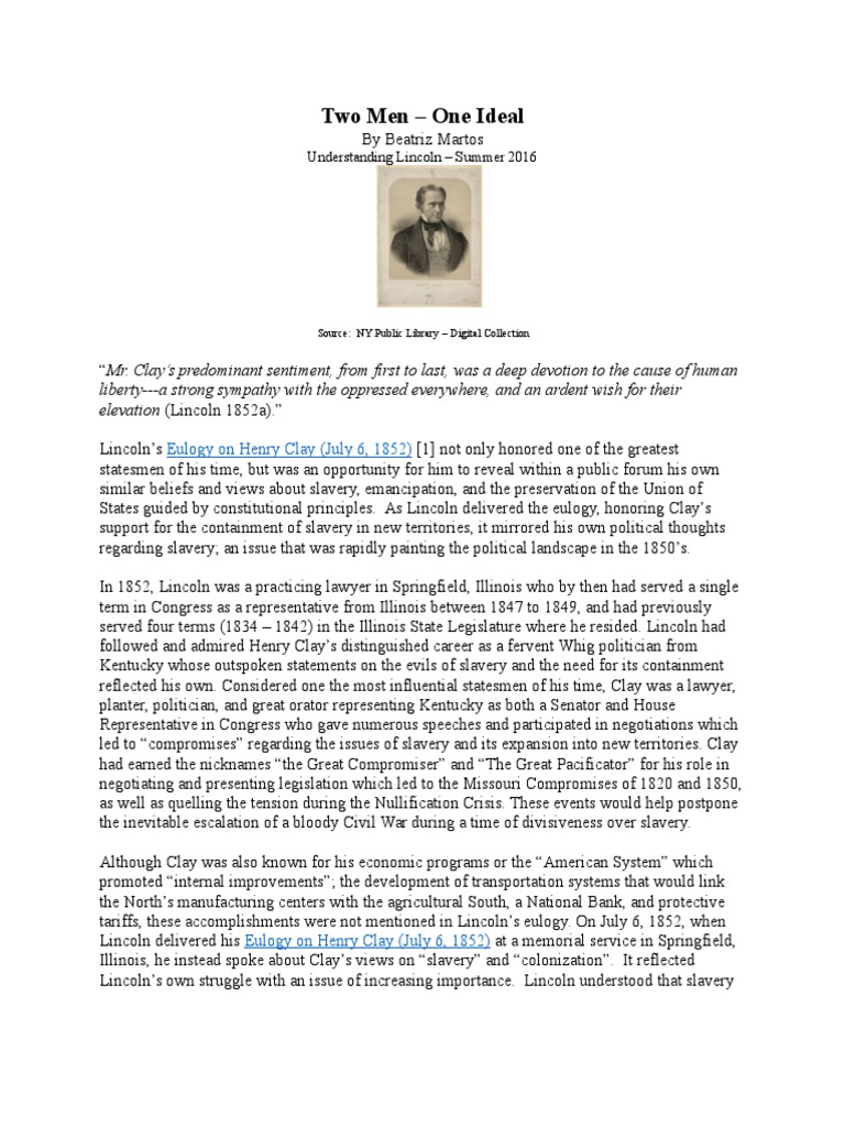 Close Reading - Eulogy On Henry Clay | PDF | Abraham Lincoln ...