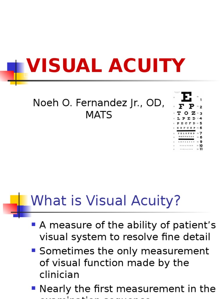Visual Acuity: Noeh O. Fernandez JR., OD, Mats | PDF | Visual Acuity ...
