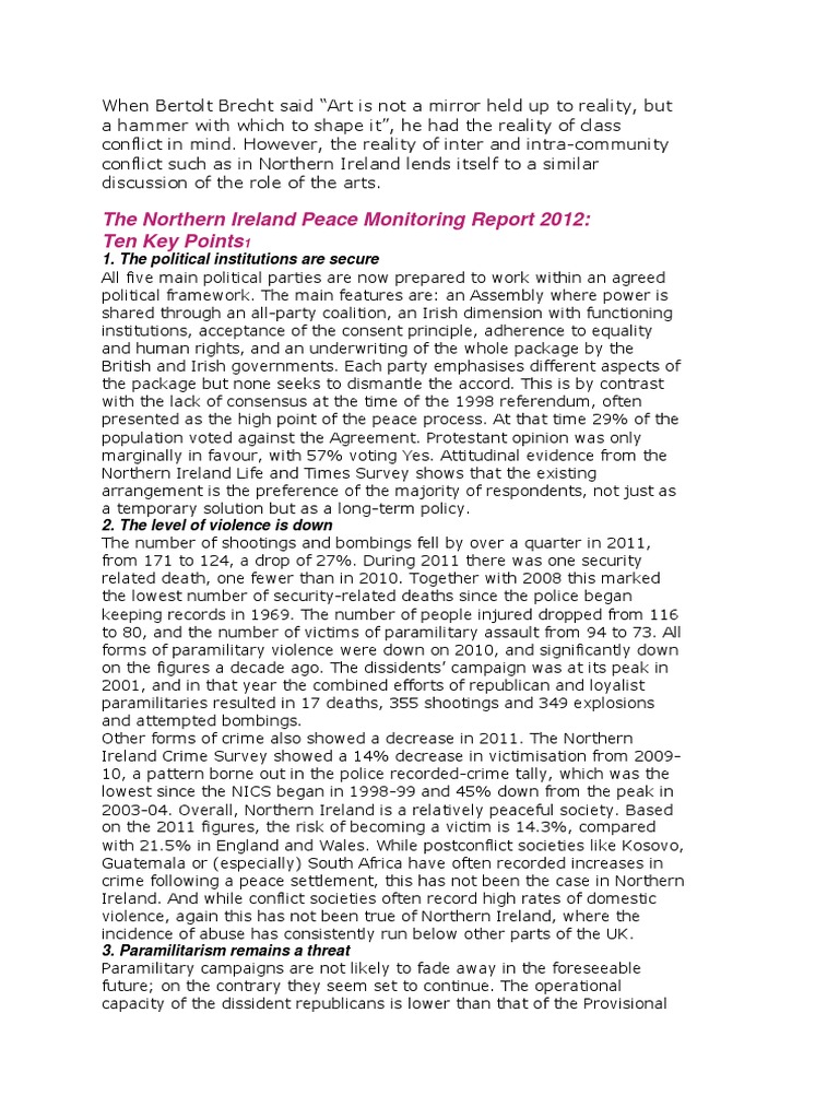 The Northern Ireland Peace Monitoring Report 2012 | PDF | Northern ...