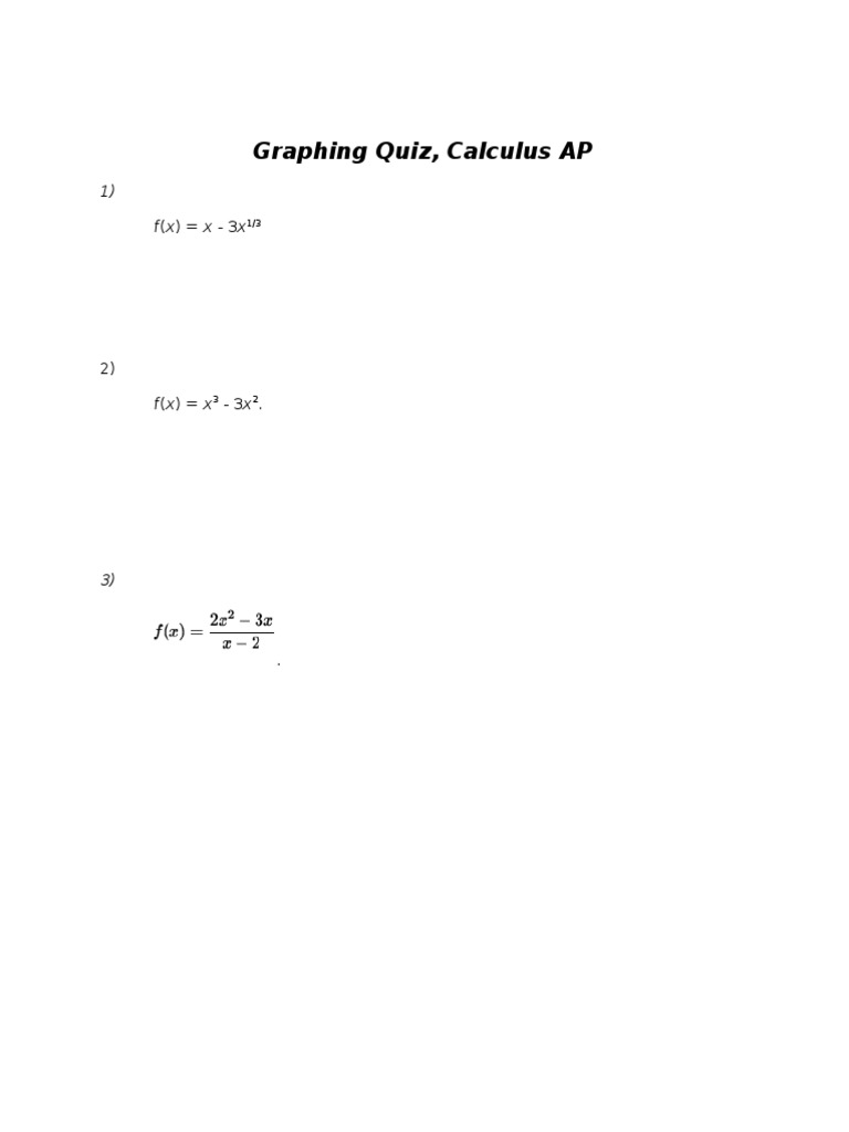 Graphing Quiz, Calculus AP: F (X) X - 3x | PDF