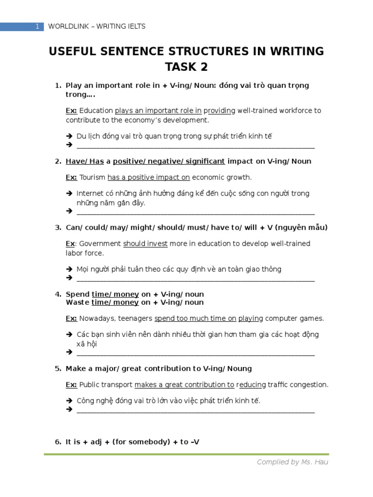 Useful Sentence Structures in Writing Task 2