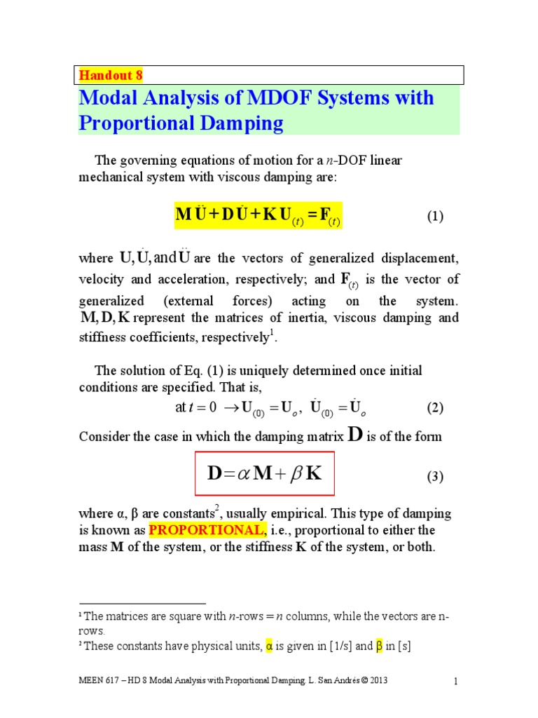 HD 8 Prop Damped Modal Analysis | PDF | Eigenvalues And Eigenvectors ...
