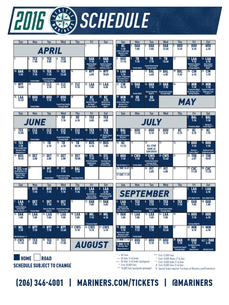 Seattle Mariners 2023 Game Schedule | PDF | Sports