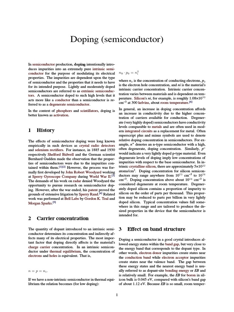 Doping (Semiconductor) | PDF | Doping (Semiconductor) | Semiconductors