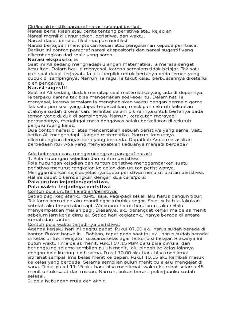 Contoh Karangan Narasi Sugesti Dan Ekspositoris | PDF