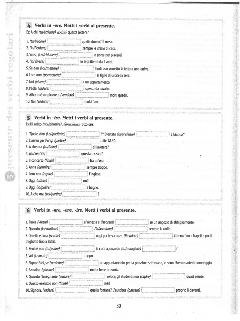 Verbi - Are - Ere - Ire | PDF