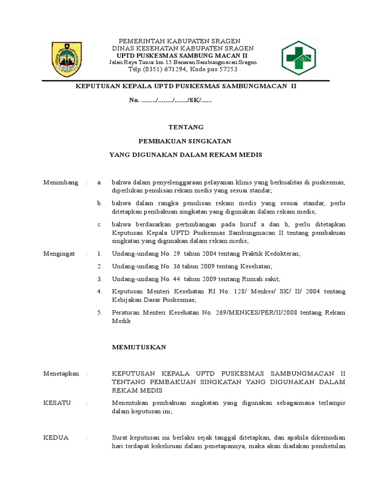 8.4.1.3 SK Pembakuan Singkatan | PDF