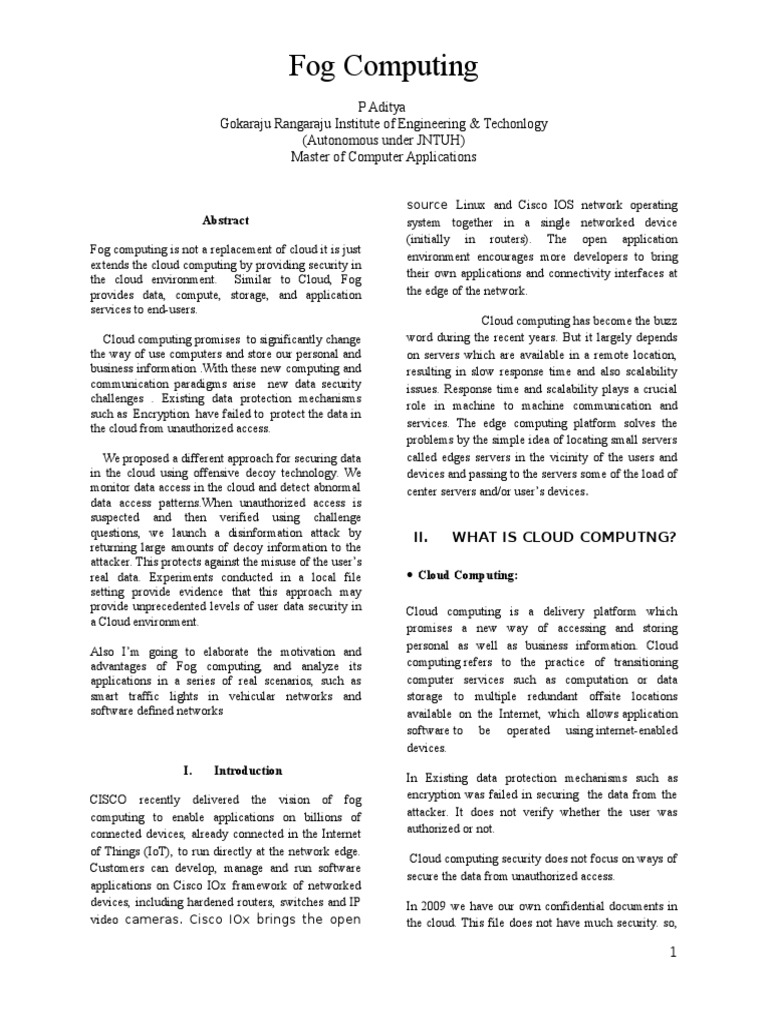 Fog Computing | PDF | Cloud Computing | Internet Of Things