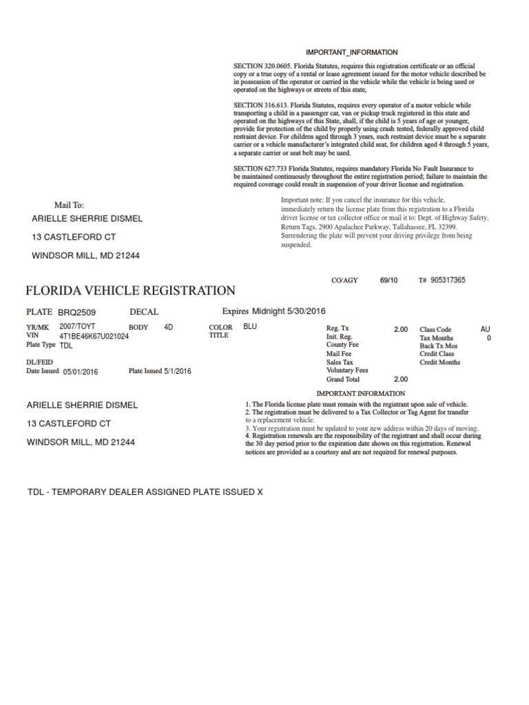 Registration PDF | PDF | Vehicle Registration Plate | Driver's License