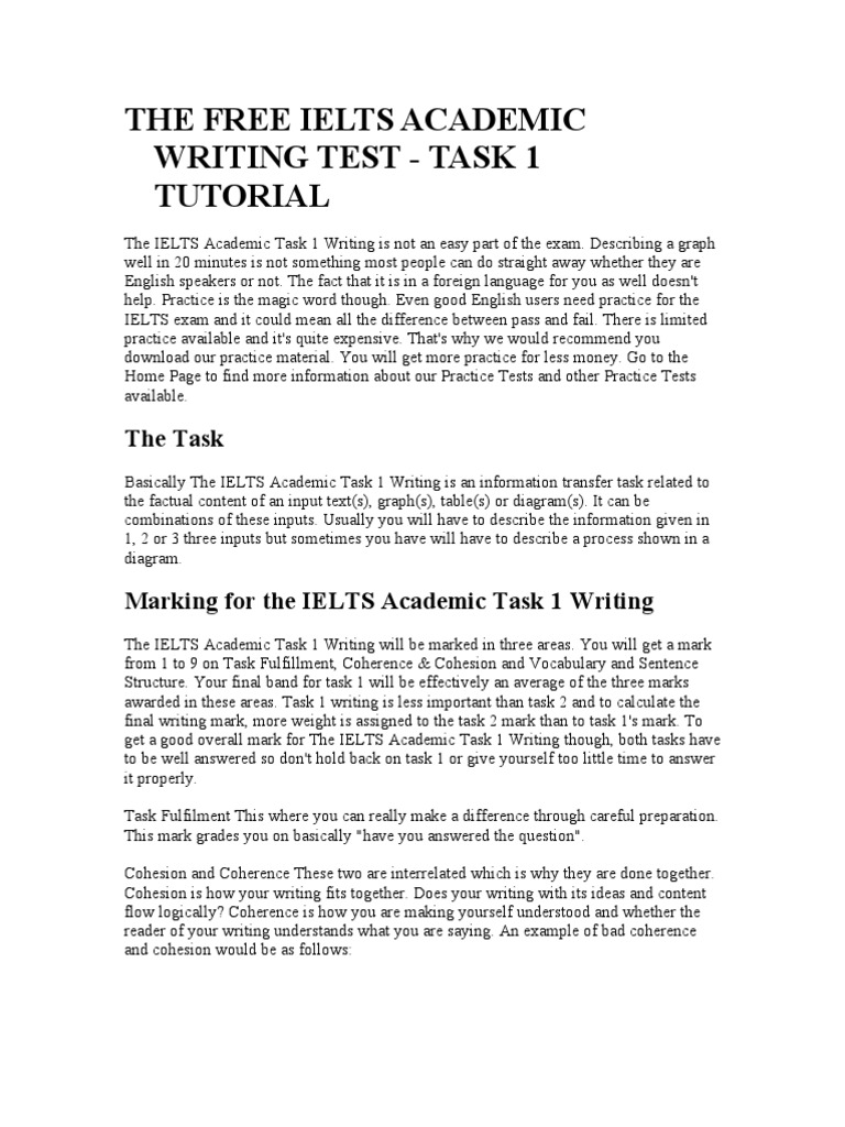 The Free Ielts Academic Writing Test - Task 1 Tutorial | PDF ...
