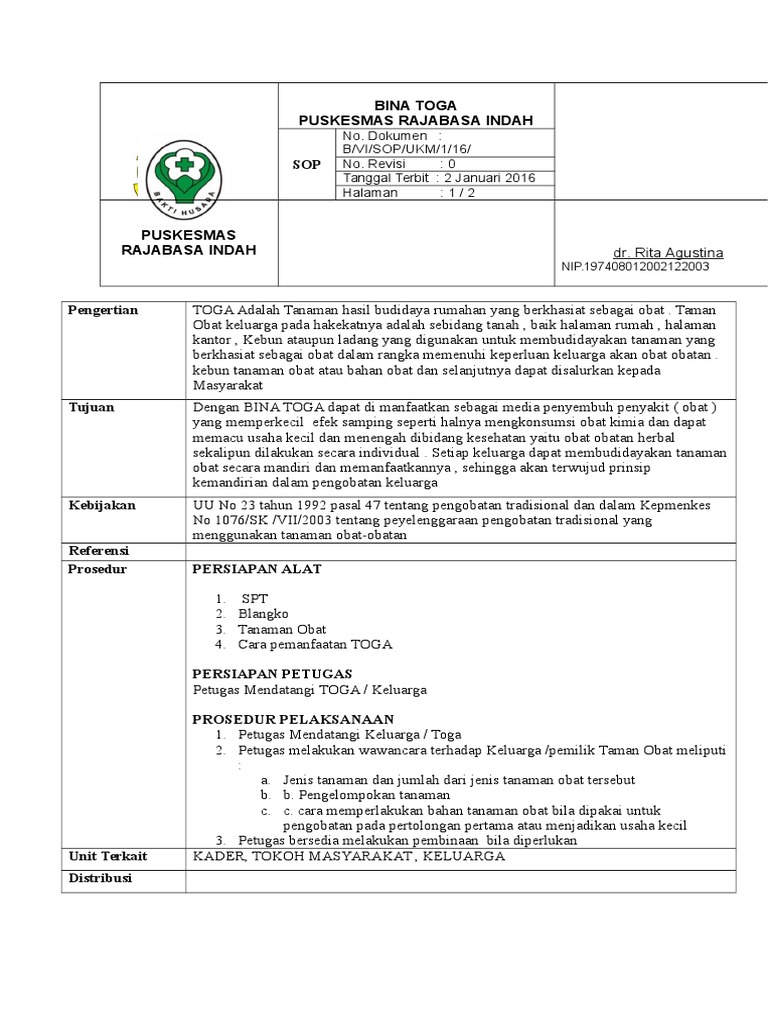 Sop Bina Toga | PDF | Pengembangan Diri | Kesehatan Holistik
